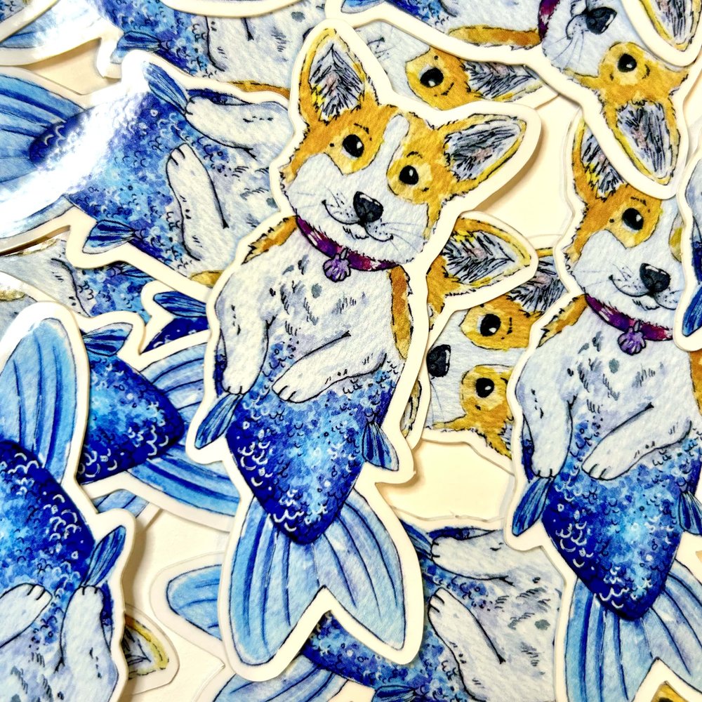 Corgi Mermaid Sticker – Aquabun